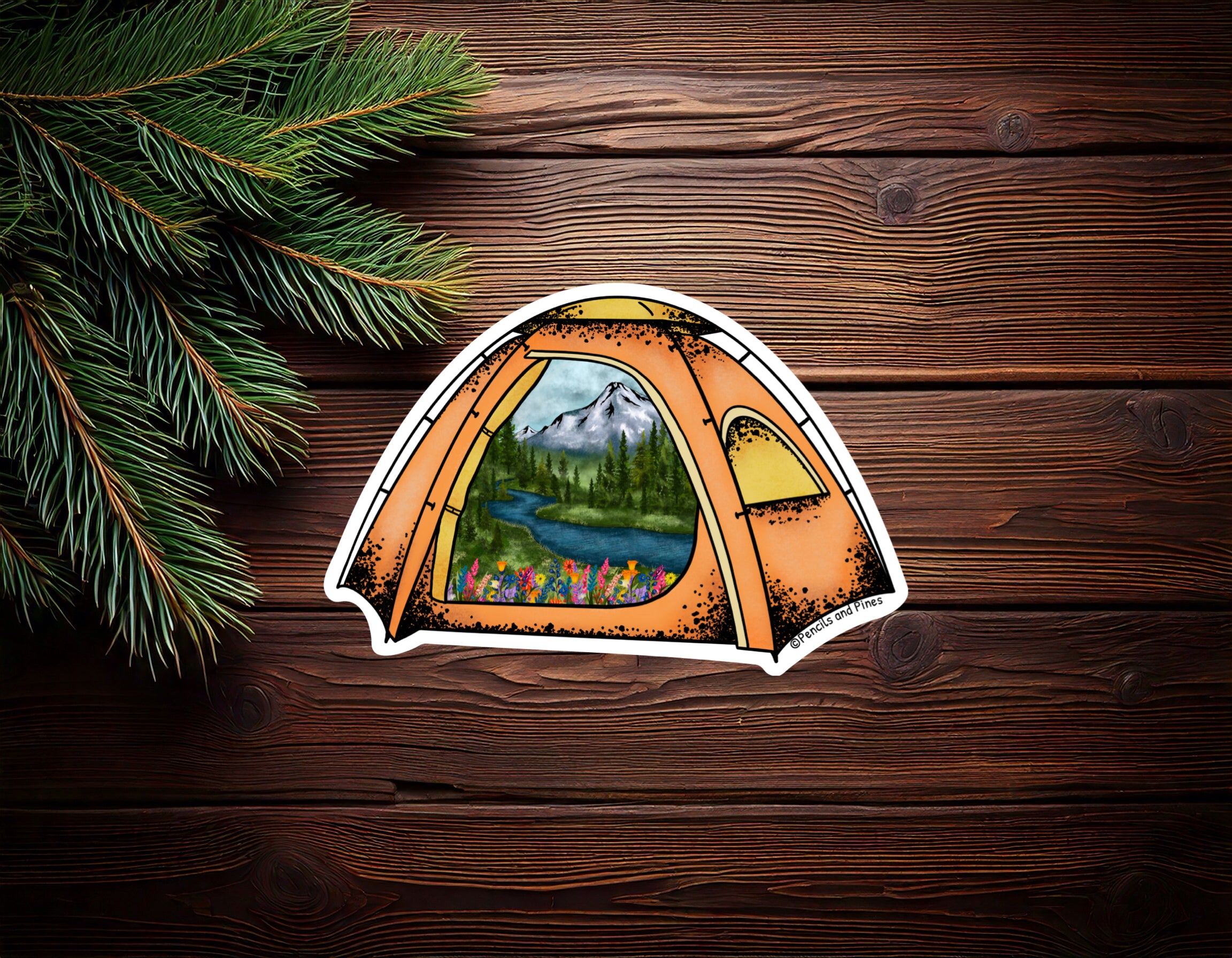 Camping Tent Sticker – Pencils and Pines